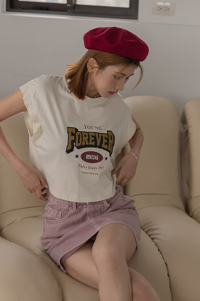 現貨 FOREVER英字假兩件落肩T恤背心上衣 - PUFII｜網路流行時尚女裝｜官網