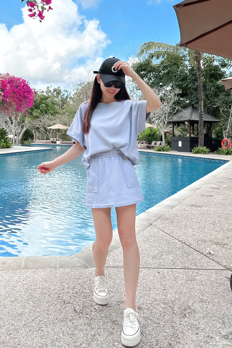 現貨 自訂款素面華夫格大口袋短裙褲裙 - PUFII｜網路流行時尚女裝｜官網