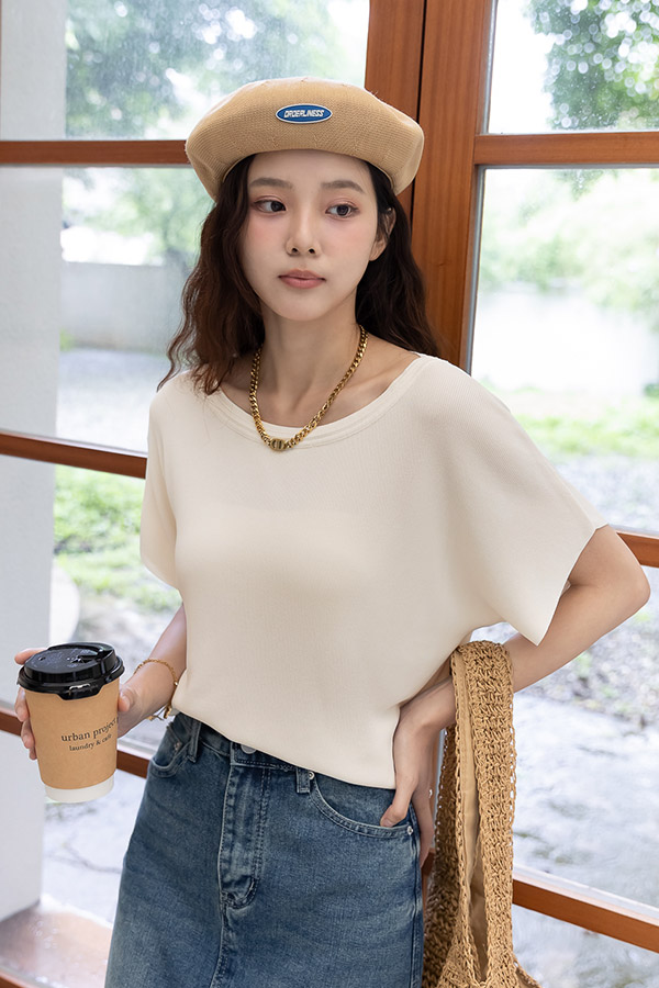 船領坑條曲珠針織上衣 - PUFII｜網路流行時尚女裝｜官網